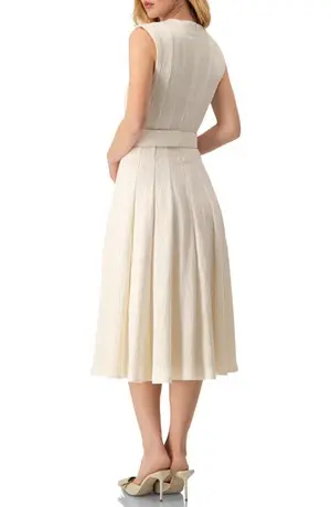 IVONNE Sleeveless Midi Dress With Belt