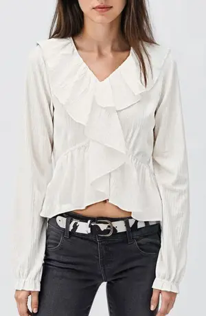 Mango Ruffled Faux Wrap Top
