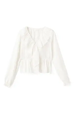 Mango Ruffled Faux Wrap Top