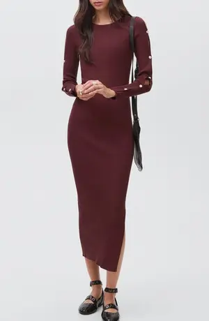 Mango Button Trim Long Sleeve Sweater Dress