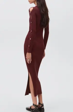 Mango Button Trim Long Sleeve Sweater Dress