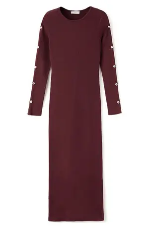 Mango Button Trim Long Sleeve Sweater Dress