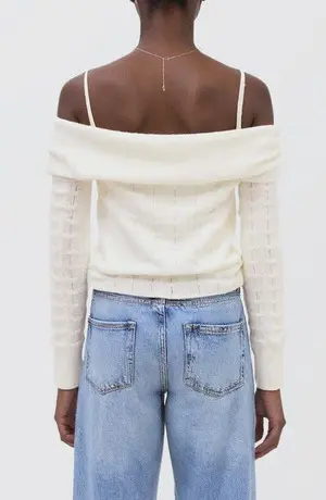 Mango Off-the-shoulder Sweater - White