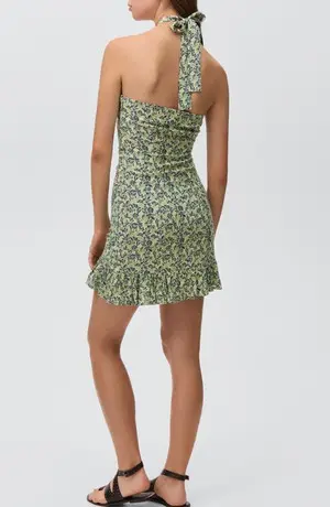 Mango Ruched Halter Printed Dress