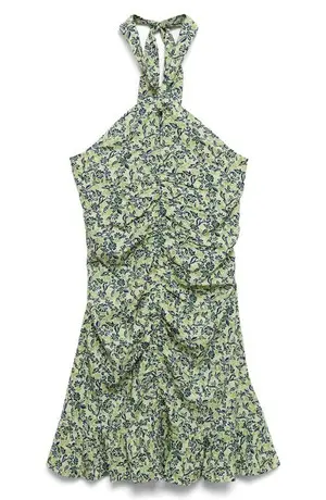 Mango Ruched Halter Printed Dress
