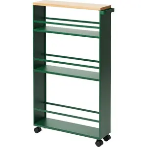 YAMAZAKI Steel Rolling Storage Cart - Forest Green