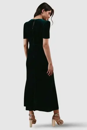 OASIS Velvet Diamante Bow Midaxi Dress