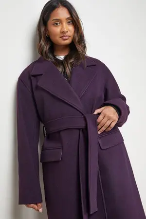 OASIS Midi Coat With Tie Belt Detail