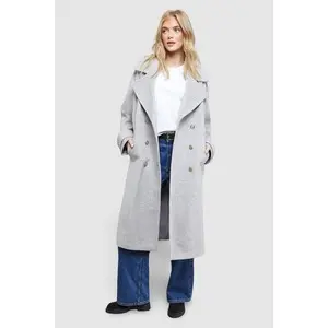 OASIS Relaxed Tailored Double Breasted Coat - Charcoal