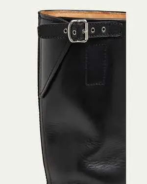 Dries Van Noten Leather Moto Boots With Side-buckle