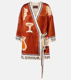 ALEMAIS X Lrnce Soleil D'amour Printed Wrap Dress - Orange