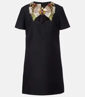 Valentino Garavani Embellished Wool And Silk Minidress