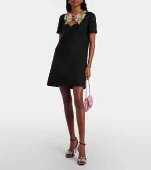 Valentino Garavani Embellished Wool And Silk Minidress