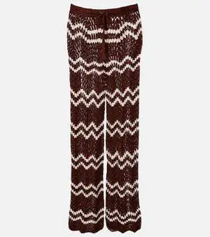 Anna Kosturova Crochet Straight Leg Pants - Brown