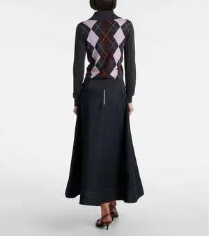 SELF-PORTRAIT Argyle Wool Polo Sweater