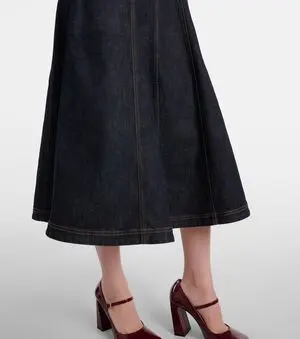 SELF-PORTRAIT Belted Denim Bustier Dress