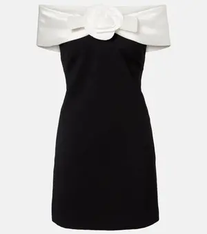 SELF-PORTRAIT Floral-appliqué Off-shoulder Mini Dress