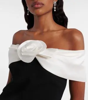 SELF-PORTRAIT Floral-appliqué Off-shoulder Mini Dress