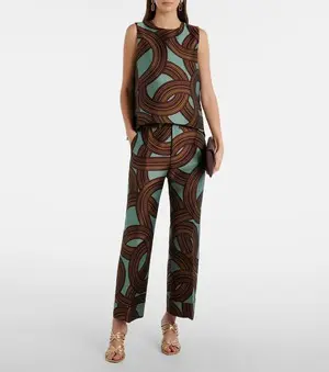 La DoubleJ Hendrix Printed Cropped Straight Pants