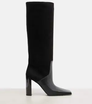 Alaïa 90 Leather And Suede Knee-high Boots - Black
