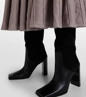 Alaïa 90 Leather And Suede Knee-high Boots - Black