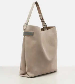 Brunello Cucinelli Essence Monili Large Suede Tote Bag - Grey