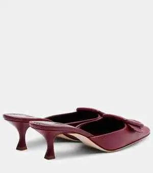 Manolo Blahnik Maysale 50 Snake-effect Leather Mules - Red