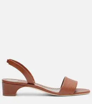Manolo Blahnik Leather Slingback Sandals - Brown
