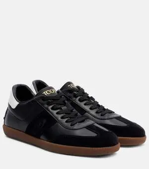 TOD'S Suede-trimmed Leather Sneakers - Black