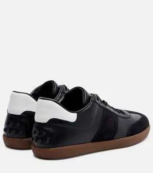 TOD'S Suede-trimmed Leather Sneakers - Black