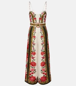 Farm Rio Wonder Rio Belted Linen Jumpsuit Multicoloured