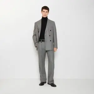 Burberry Puppytooth Check Wool Tailored Trousers