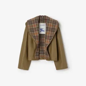 Burberry Cropped Cotton Jacket With Check Warmer