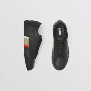 Burberry Stripe Detail Leather Sneakers