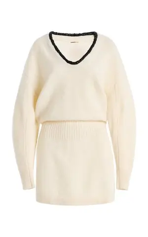 Alexis Colby Wool-Blend Sweater Mini Dress Neutral