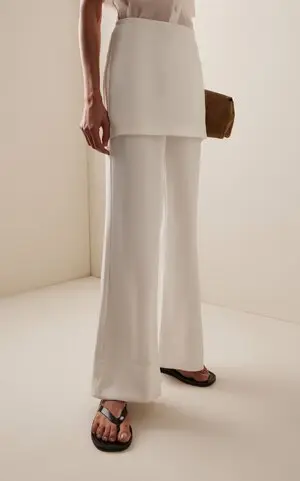 SLOAN Combination Crepe Flared Pants - Ivory