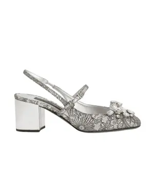 Dolce & Gabbana Brocade Slingback With Embroidery And Stones