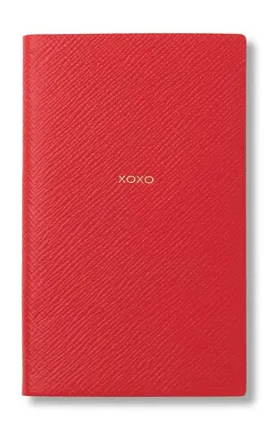 Smythson Panama Xoxo Leather Notebook - Red