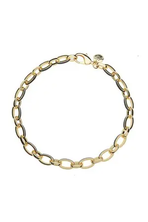 JANE WIN Long And Short Of It Chunky Chain In Enamel - Black