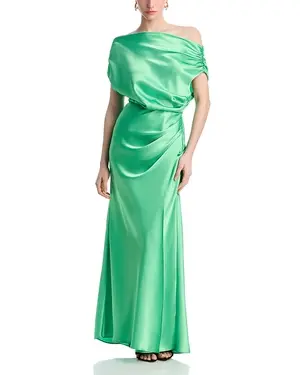 Aqua Draped Evening Dresses