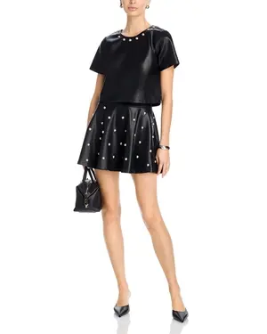 Aqua Faux Leather Studded Top