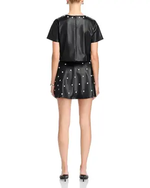 Aqua Faux Leather Studded Top