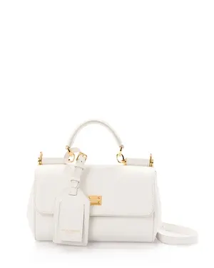 Dolce & Gabbana Leather Top Handle Bag - Natural/white