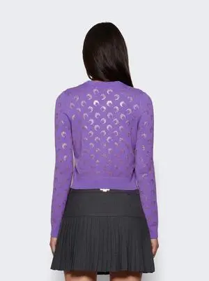 MARINE SERRE Moon Strass Knit Cardigan - Lavender