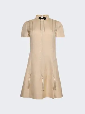 Valentino Garavani Embroidered Woven Mini Dress With Tassels - Birch