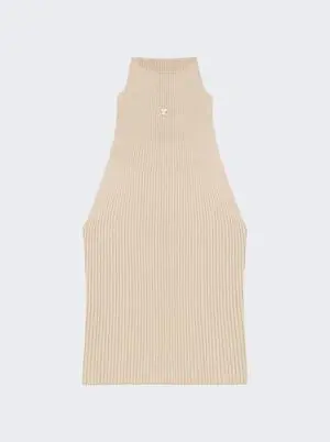 COURRÃ¨GES Courrèges Mockneck Ribbed Top - Capuccino