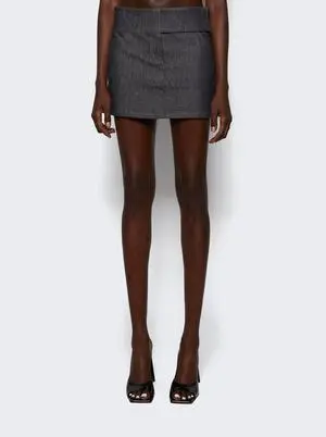 COURRÃ¨GES Belted Denim Mini Skirt - Gray
