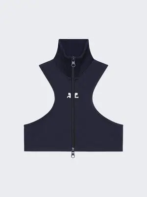 COURRÃ¨GES Scuba Tracksuit Interlock Cropped Jacket - Navy