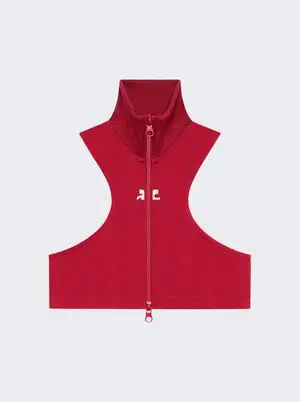 COURRÃ¨GES Scuba Tracksuit Interlock Cropped Jacket - Red