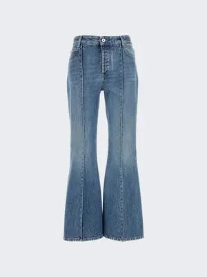 Bottega Veneta Cropped Kick Flare Jeans - Mid Blue